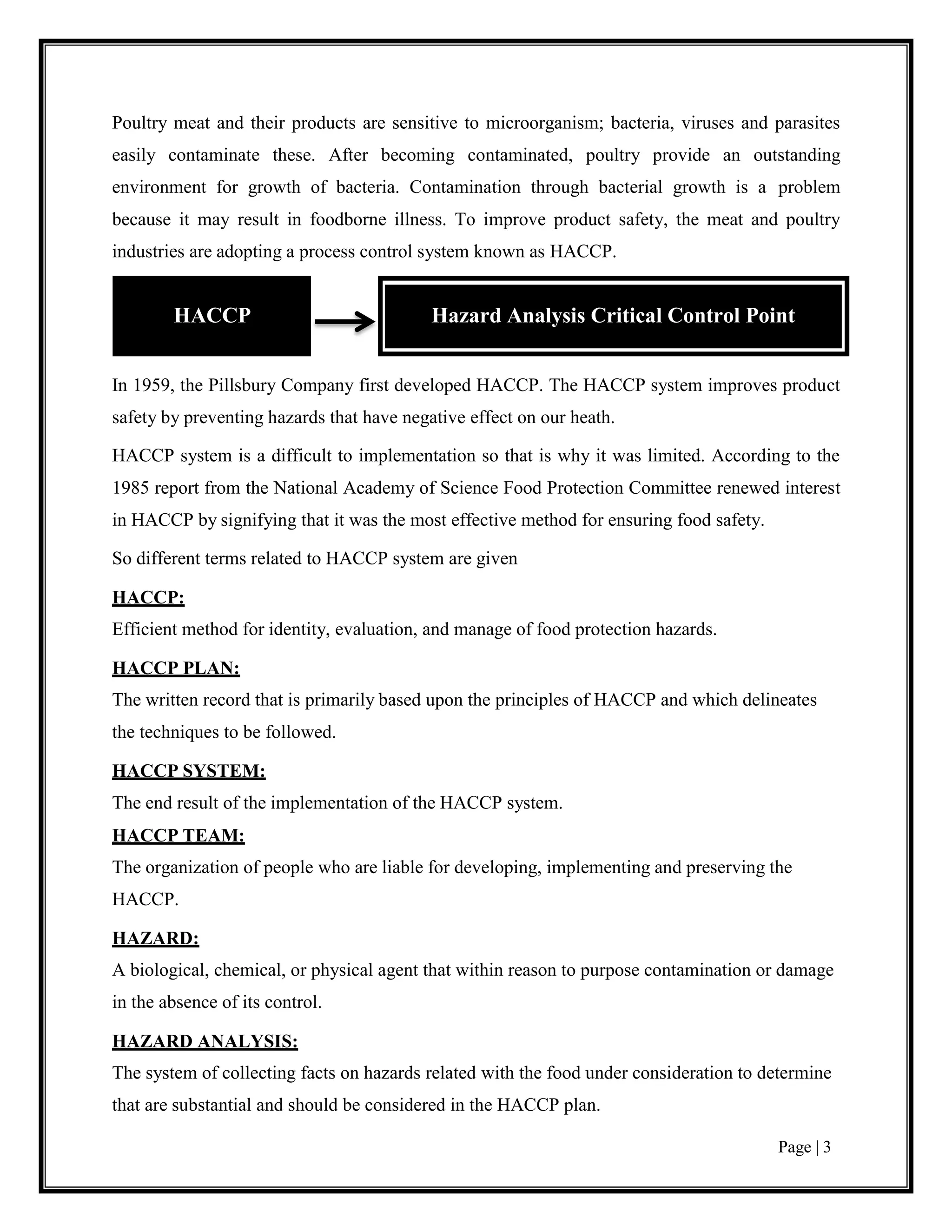 HACCP in poultry, DEVELOPING OF HACCP PLAN, SUPPORT OF MANAGEMENT. | PDF