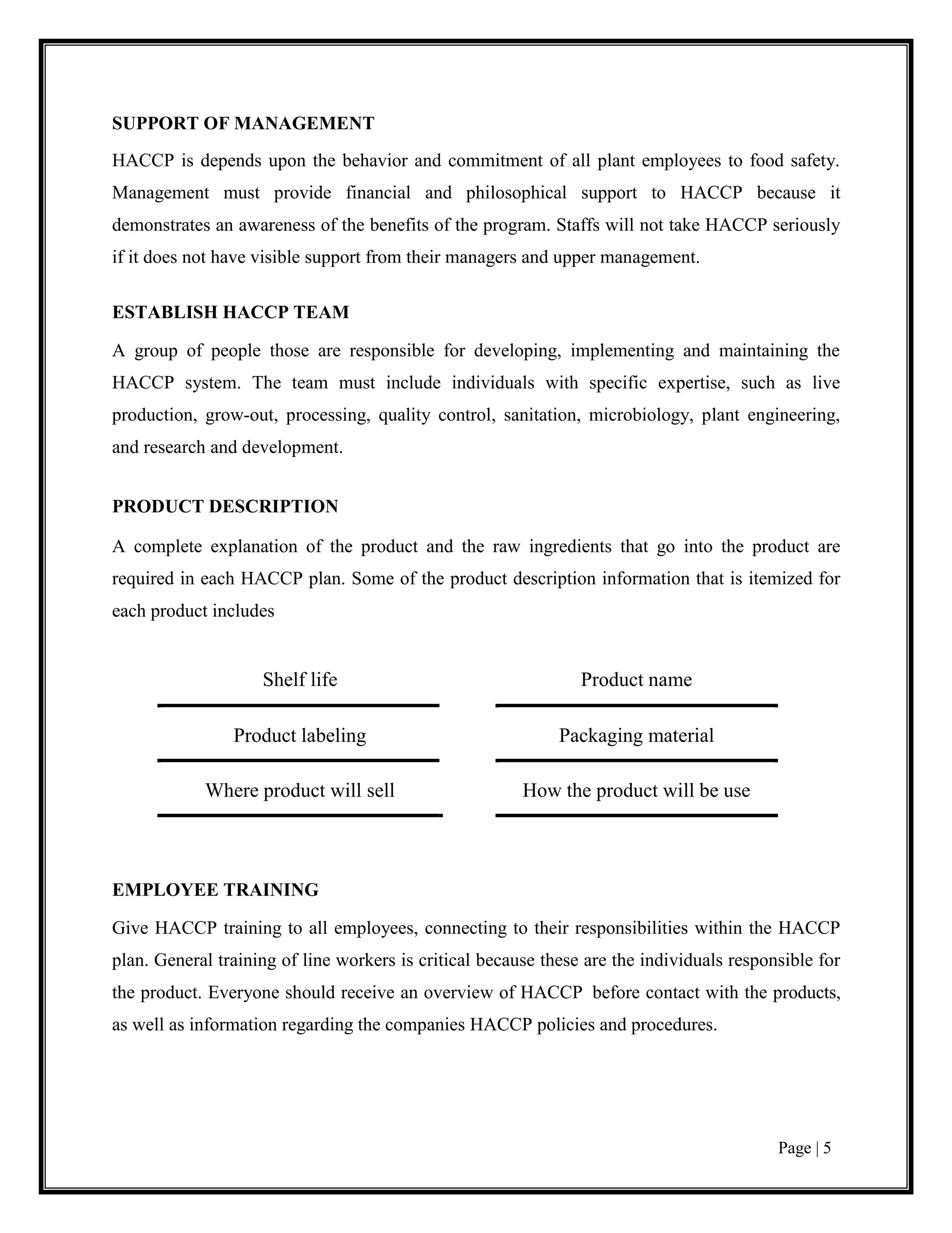 HACCP in poultry, DEVELOPING OF HACCP PLAN, SUPPORT OF MANAGEMENT. | PDF