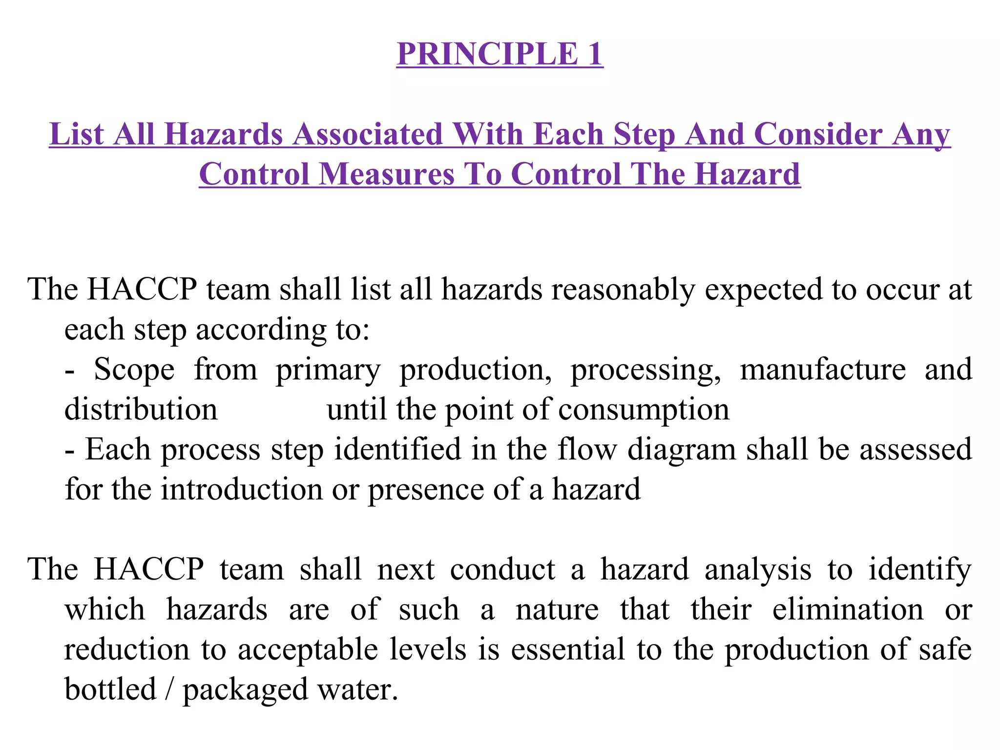 The HACCP method in mineral water bottling | PPT