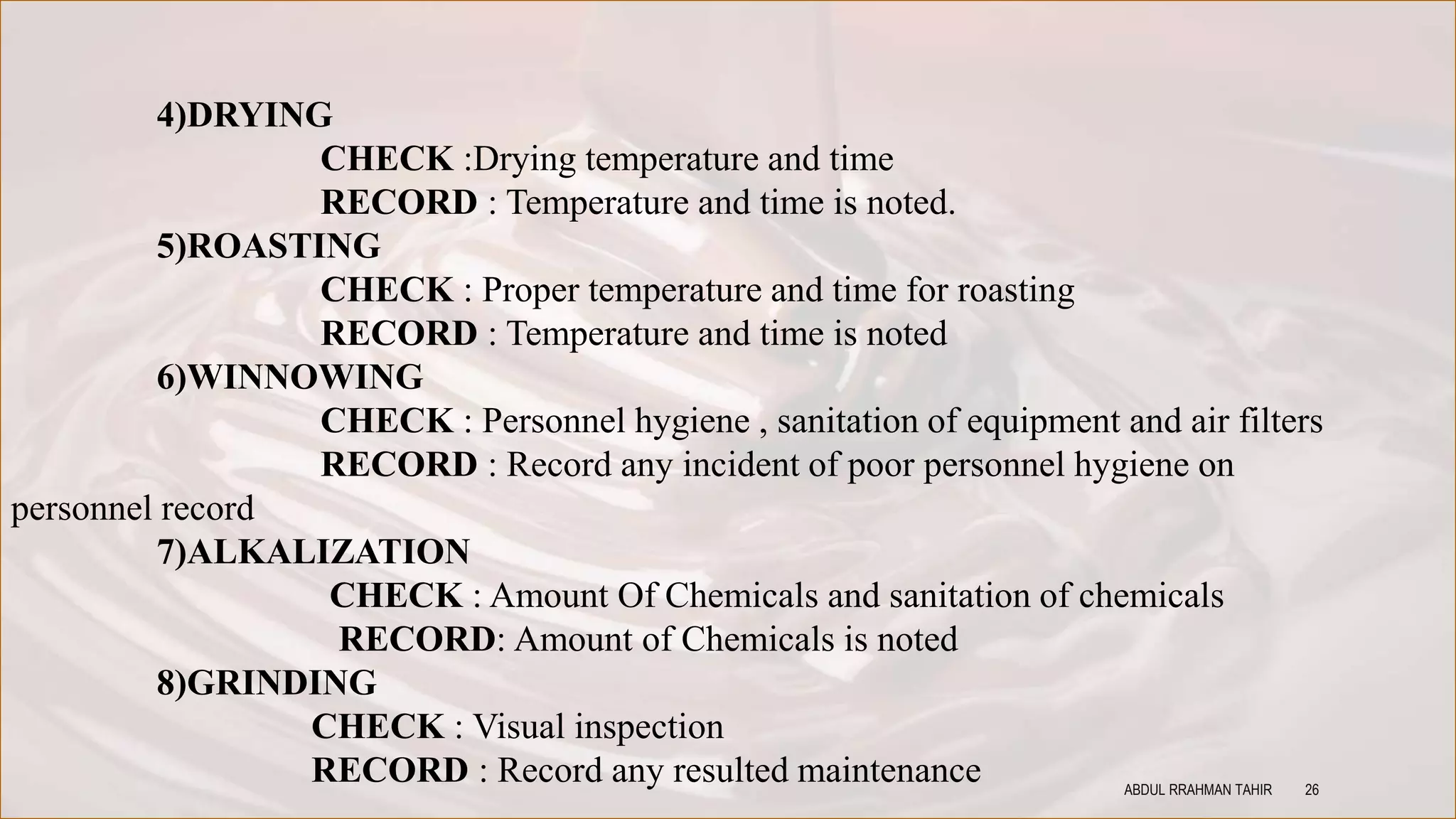 HACCP Plan for Industrial Manufacturing of Chocolate | PPTX