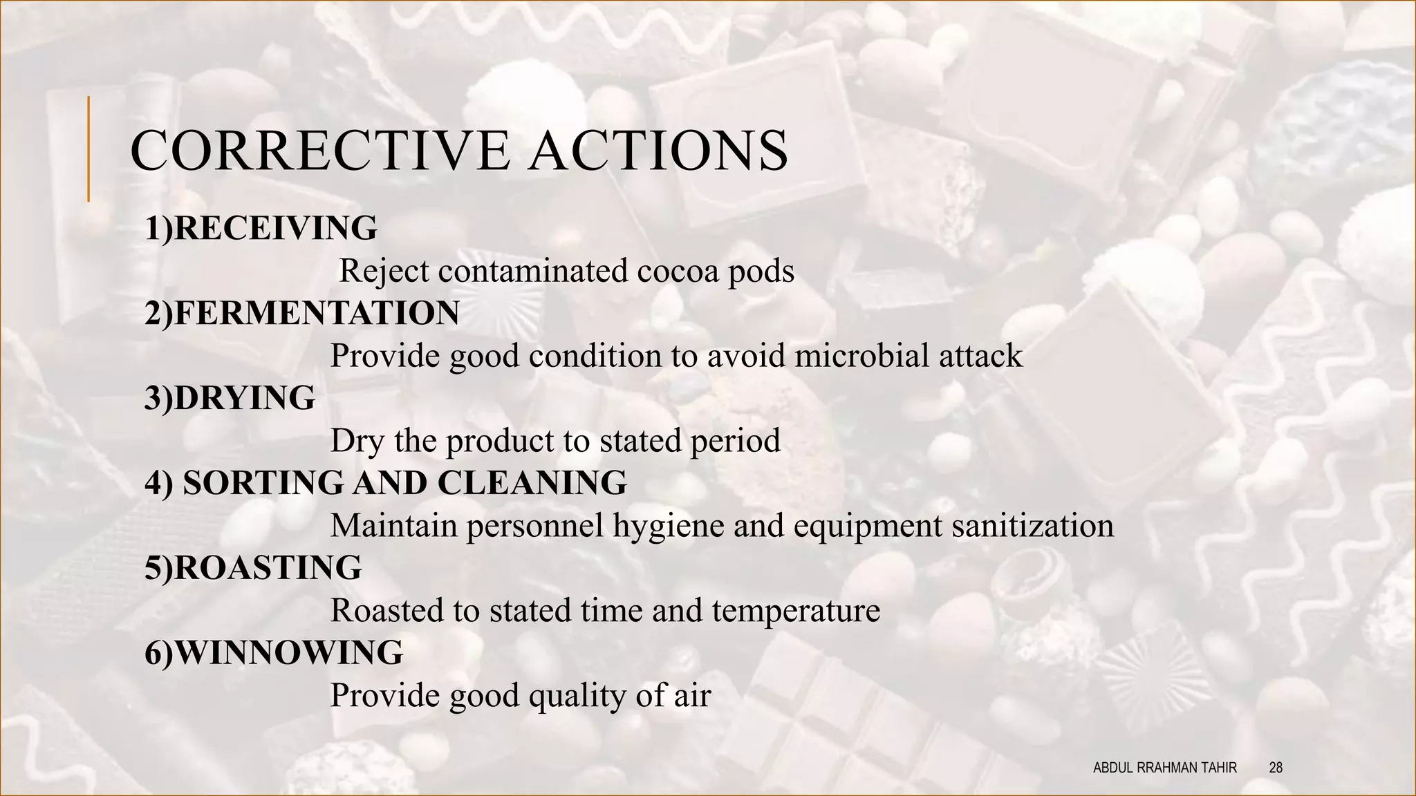 HACCP Plan for Industrial Manufacturing of Chocolate | PPTX