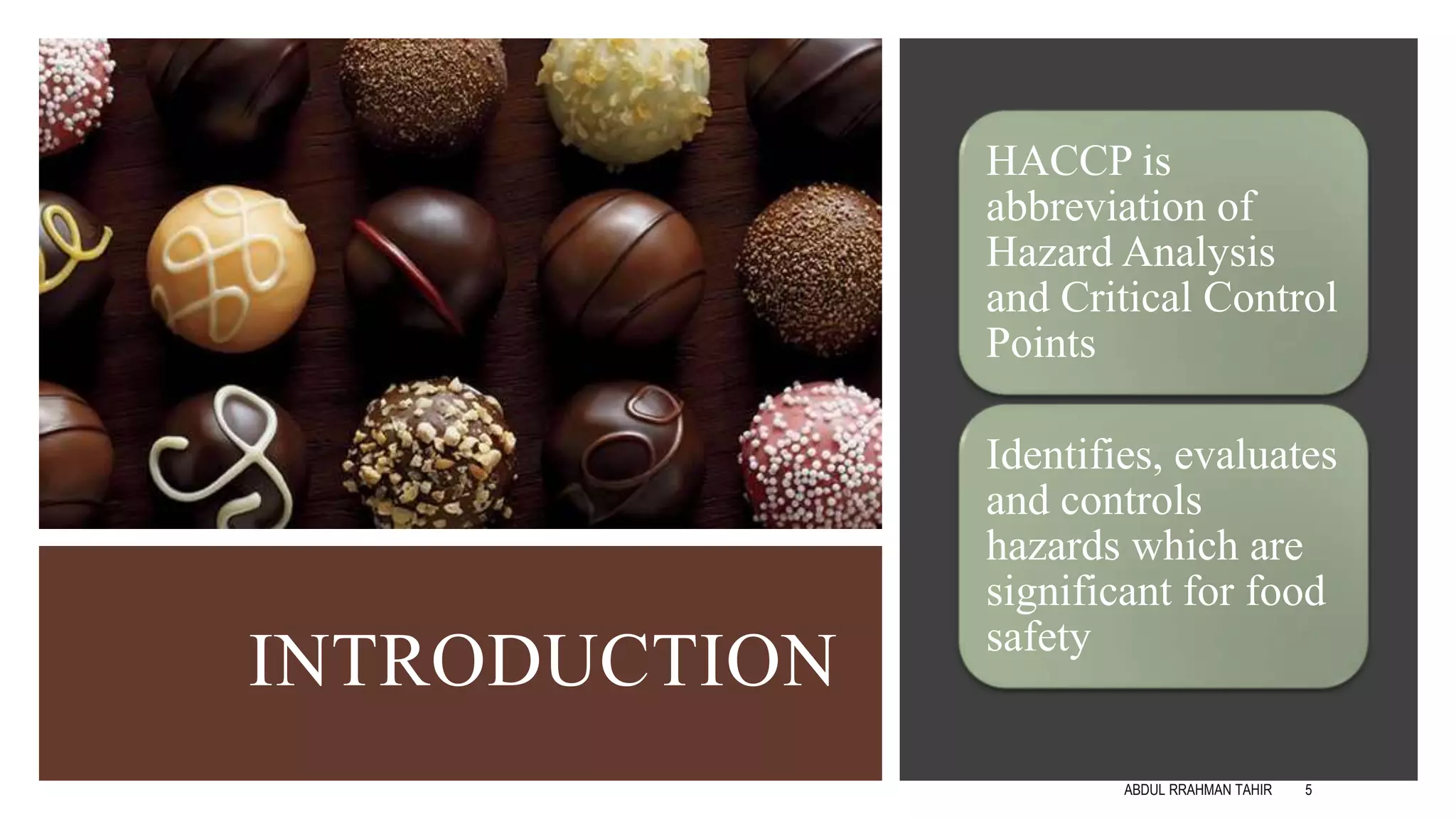 HACCP Plan for Industrial Manufacturing of Chocolate | PPTX