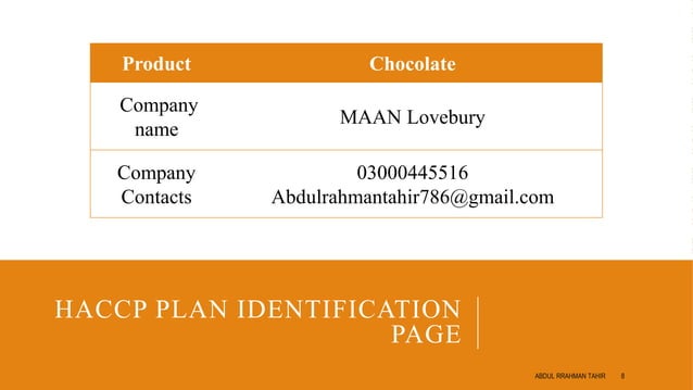 HACCP Plan for Industrial Manufacturing of Chocolate | PPTX | Desserts ...