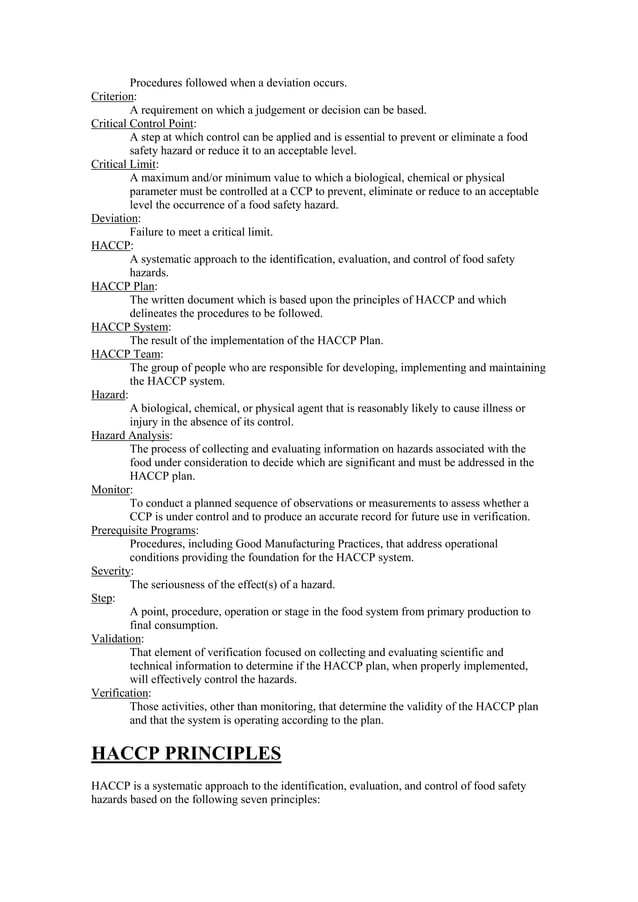 Haccp principles and application guidelines | DOCX | Chemistry | Science