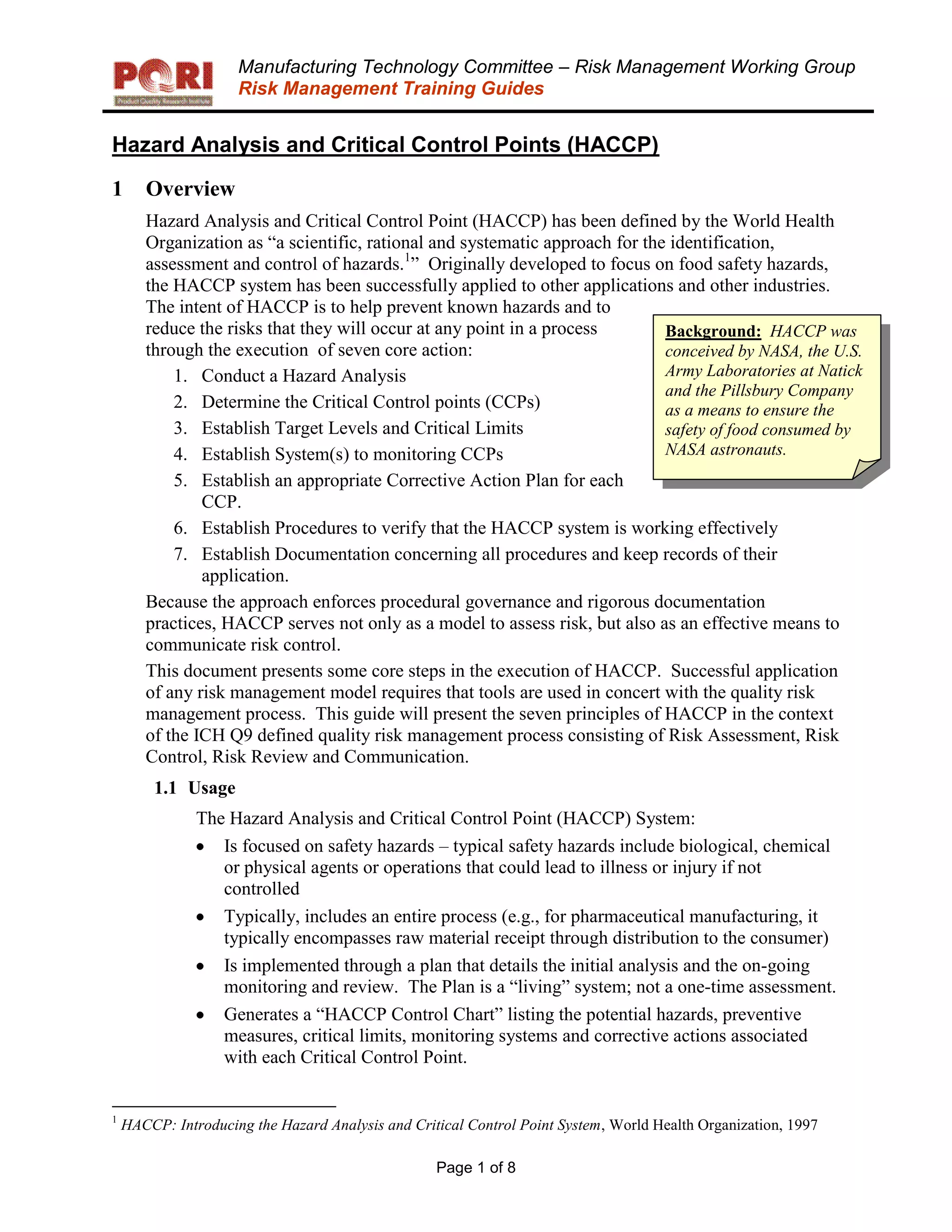 Haccp training guide | PDF | Chemistry | Science