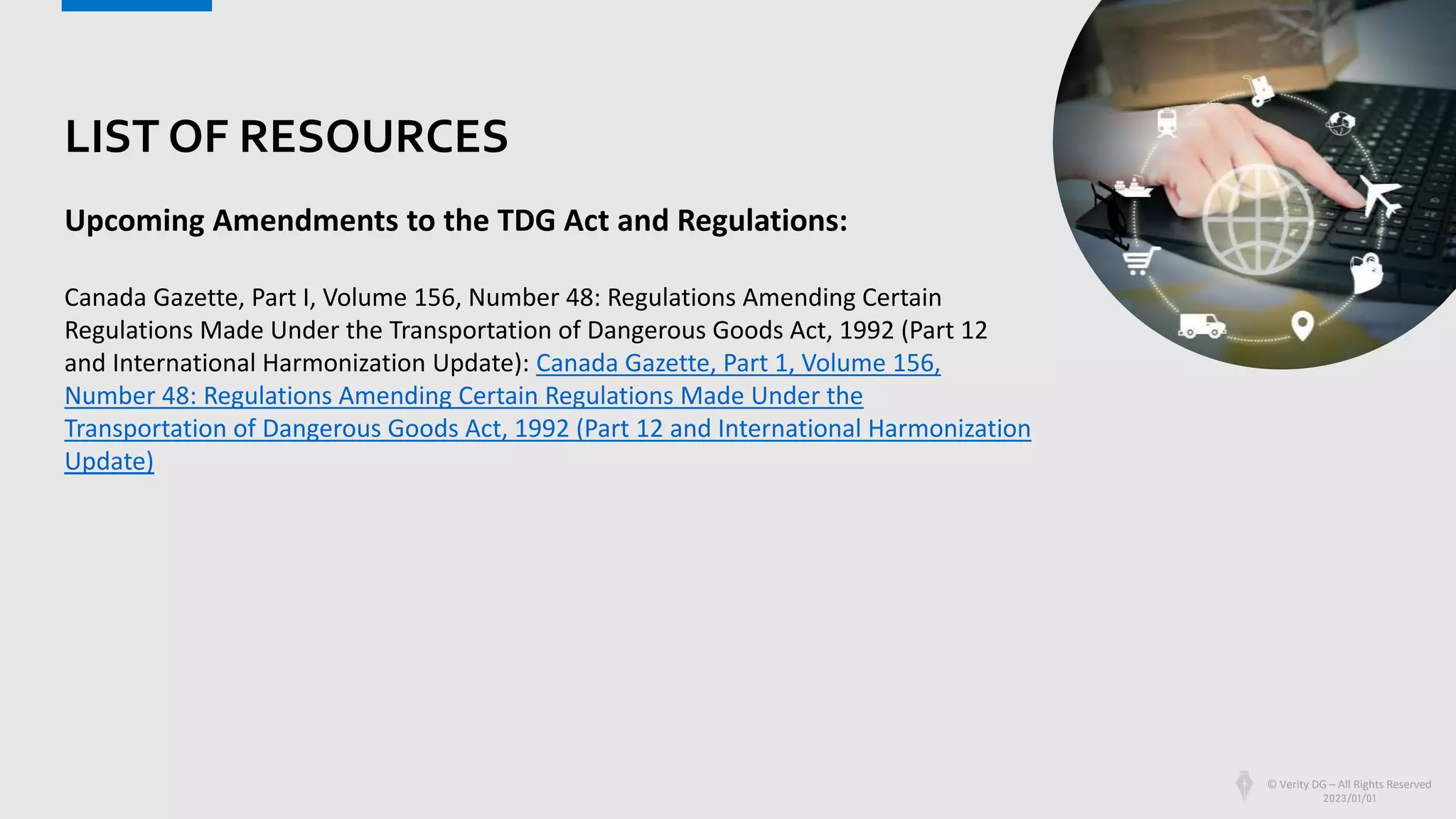 HAC Dangerous Goods Regulatory Update Jan 1, 2023 (Verity DG Consulting ...