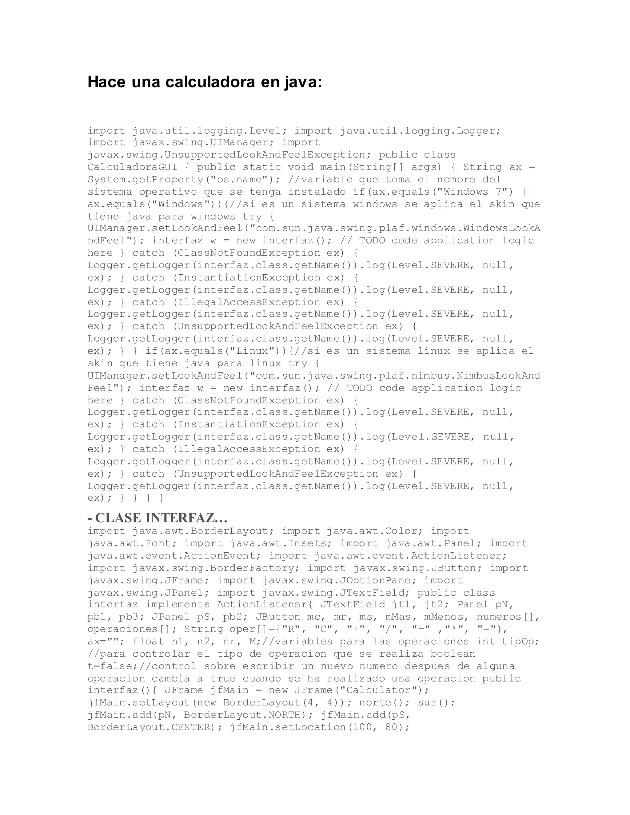 Hace una calculadora en jeank | PDF