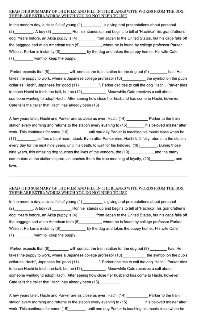 Hachiko complete summary | DOCX