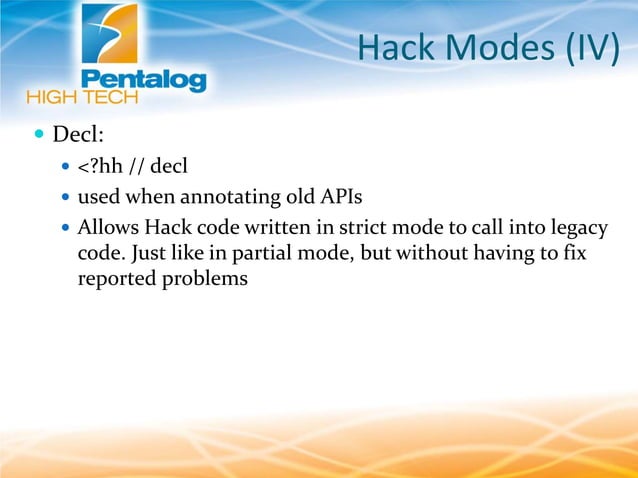 Hack programming language | PPTX | Programming Languages | Computing