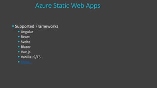 Intro to Azure Static Web Apps | PPTX | Web Development | Internet