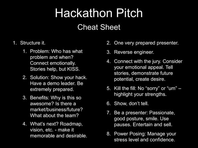 Improve your Hackathon Pitch | PPTX | Fan Conventions | Events