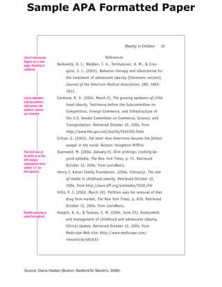 Sample APA Formatted Paper - by Dianna Hacker | PDF