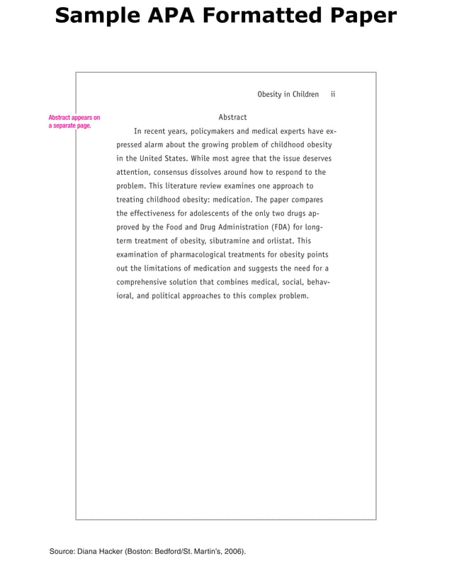 Sample Apa Formatted Paper - By Dianna Hacker | Pdf