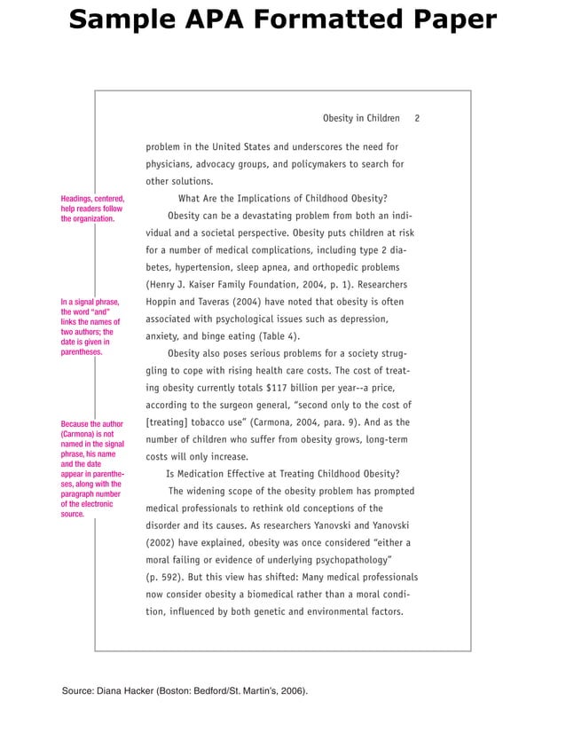 Sample APA Formatted Paper - by Dianna Hacker | PDF