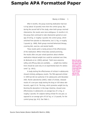 Sample Apa Formatted Paper - By Dianna Hacker | Pdf