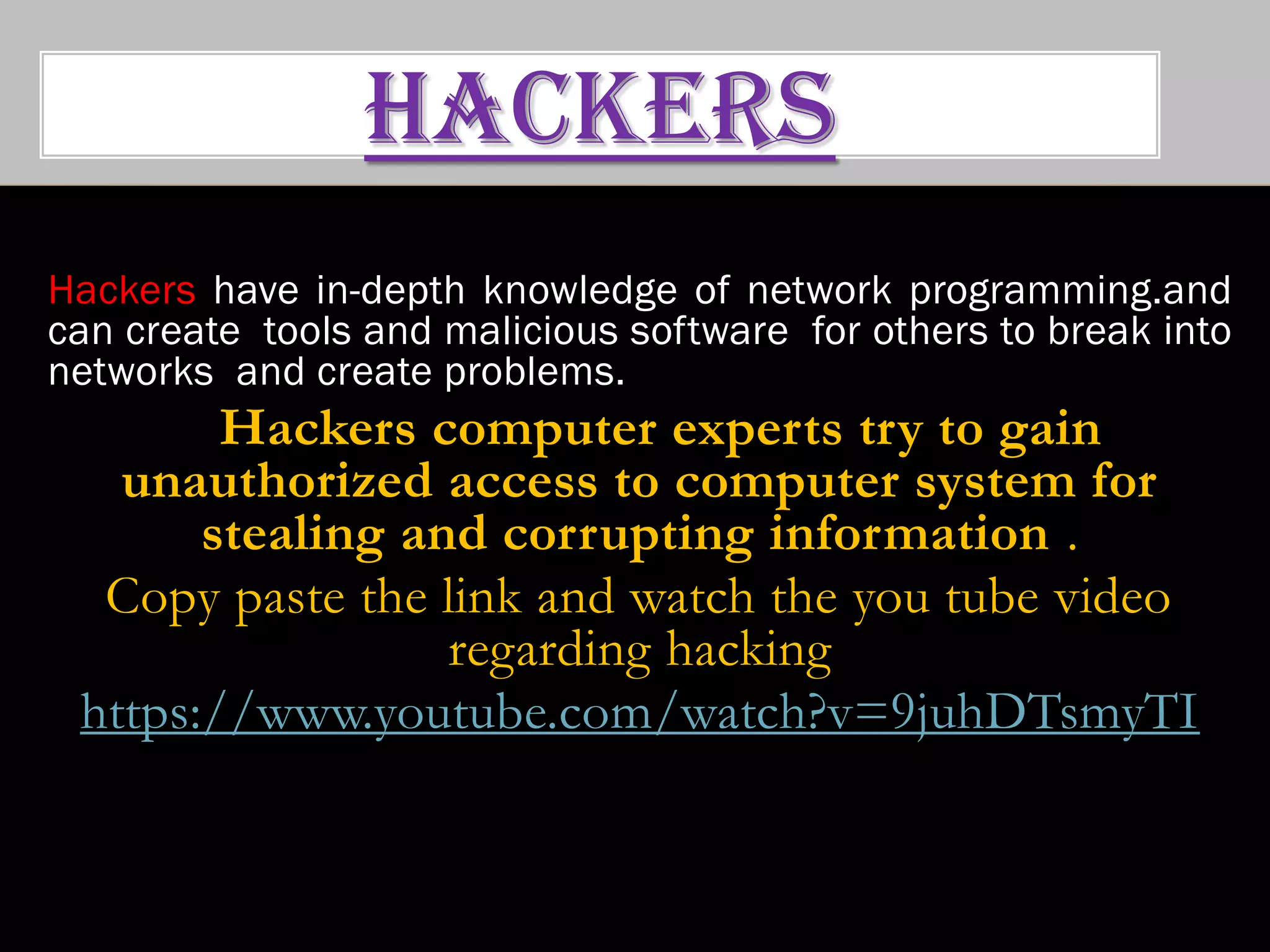 Hacker cracker cybercrime-computer security | PPT