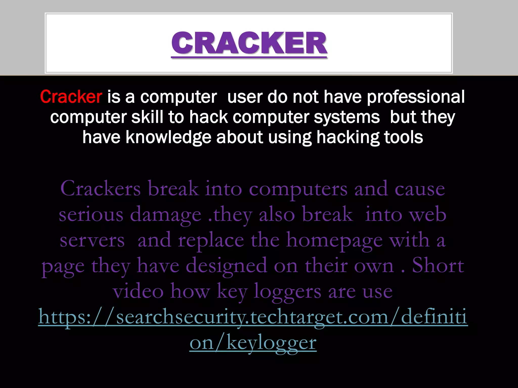 Hacker cracker cybercrime-computer security | PPT