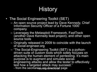 Hacker tooltalk: Social Engineering Toolkit (SET) | PPTX