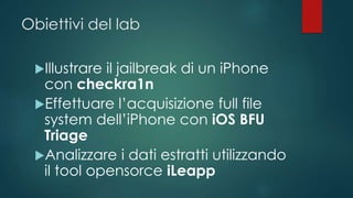 iOS Forensics a costo zero | PPT