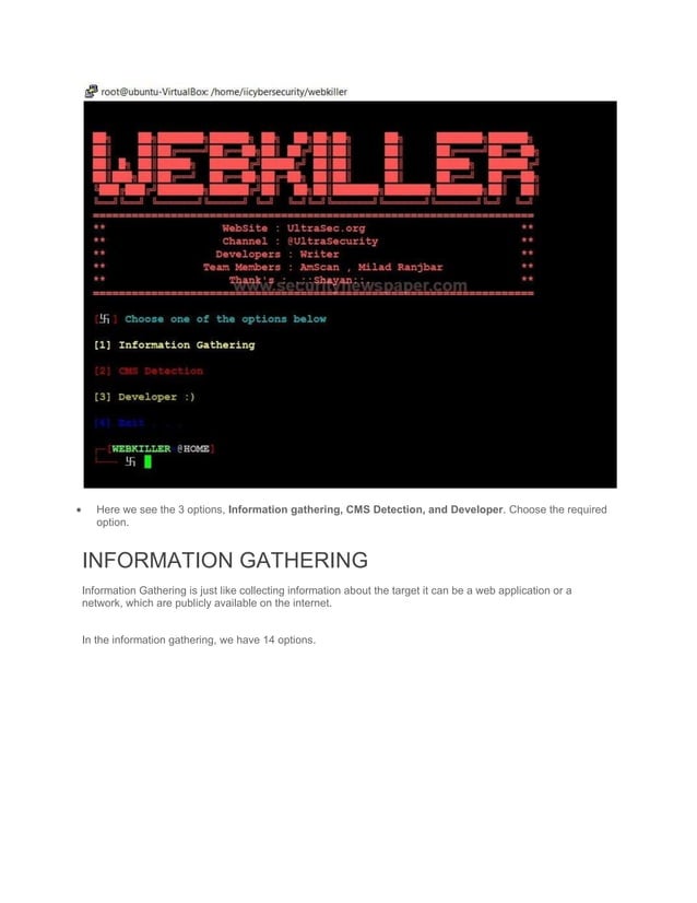 Hack information of any website using webkiller | PDF