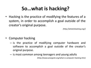 Computer Hacking - An Introduction | PPTX | Information and Network ...