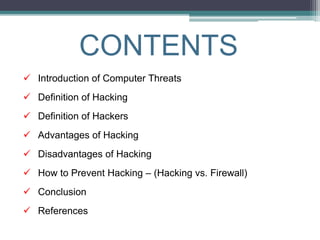 ICT Form 4: Hacking | PPTX | Information and Network Security | Computing