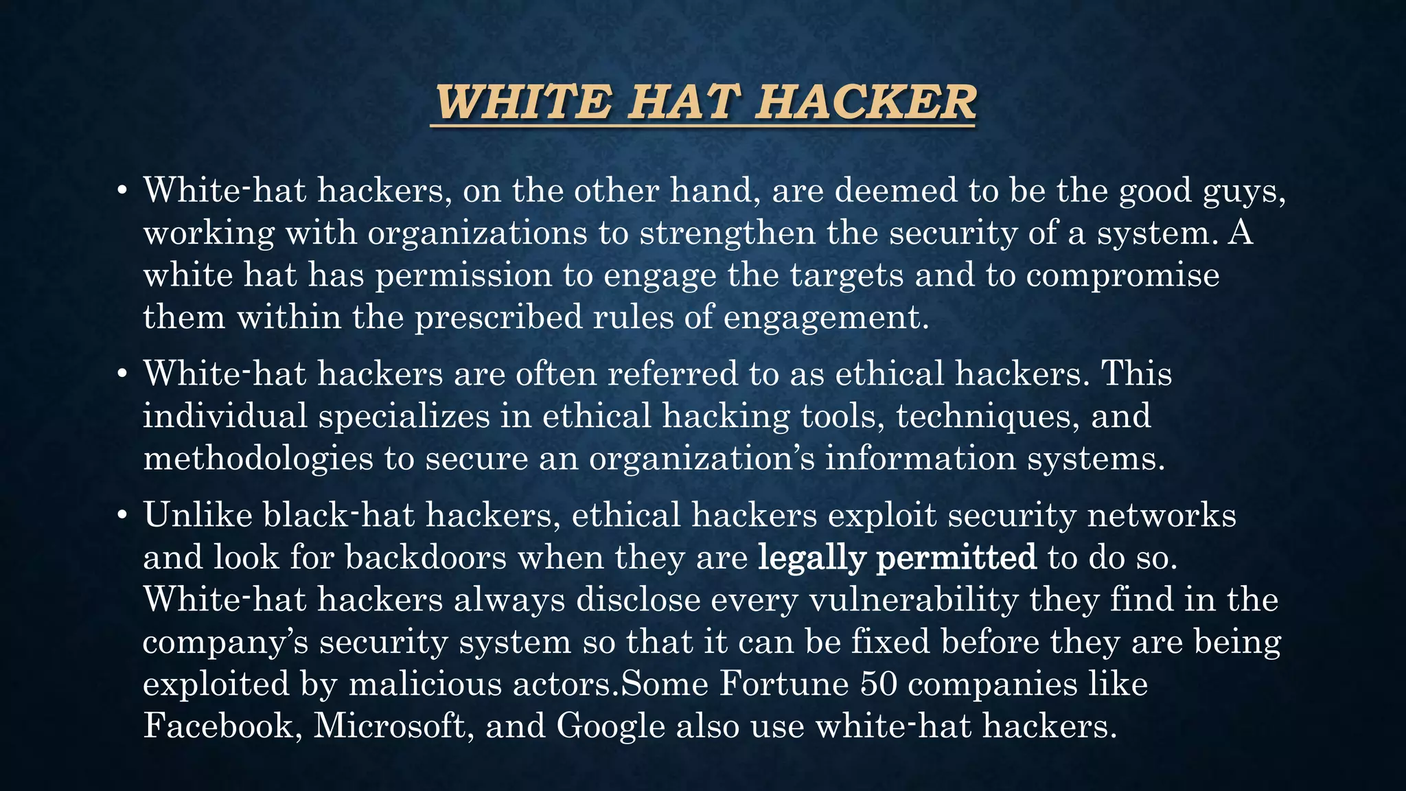 Hacking | PPTX | Computing | Technology & Computing