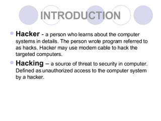 Hacking | PPT | Operating Systems | Computer Software and Applications