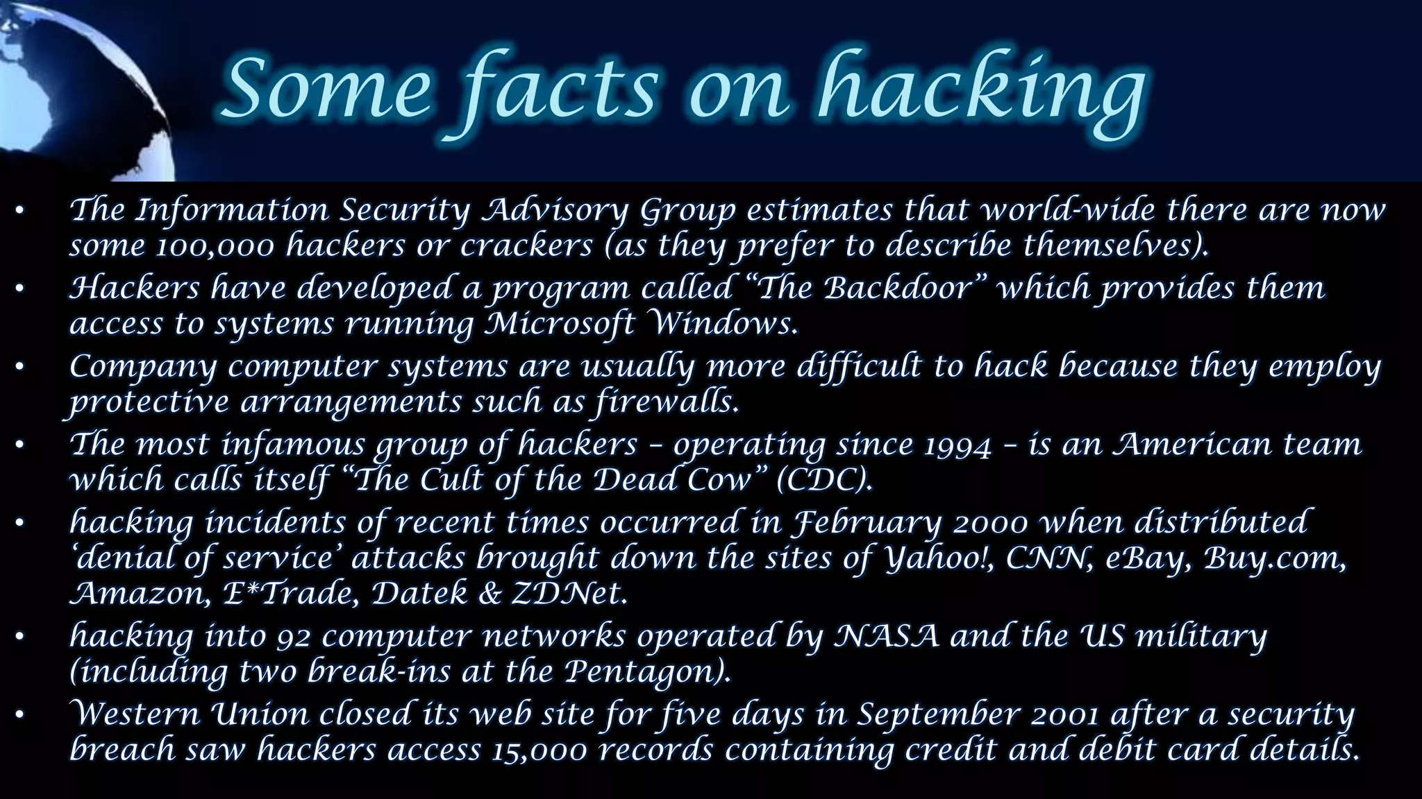 Hacking a cause of cyber crime final | PPTX