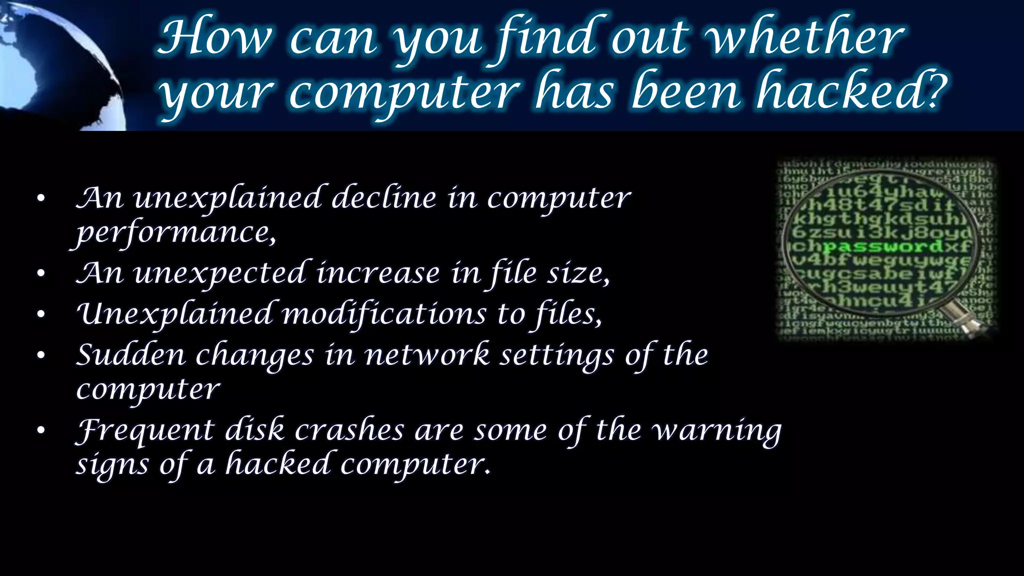 Hacking a cause of cyber crime final | PPTX