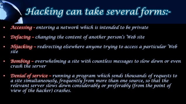 Hacking a cause of cyber crime final | PPTX