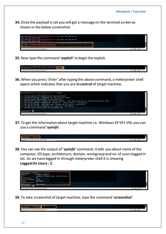Hacking windows xp sp 2 using metasploit | PDF