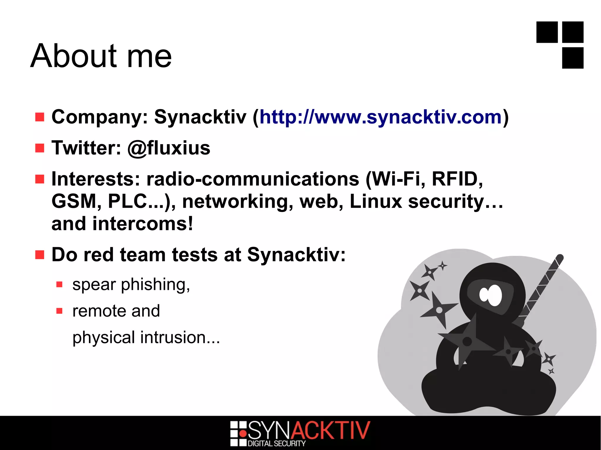 Hack.lu 2016 - 2G and 3G intercom hacking | PPT