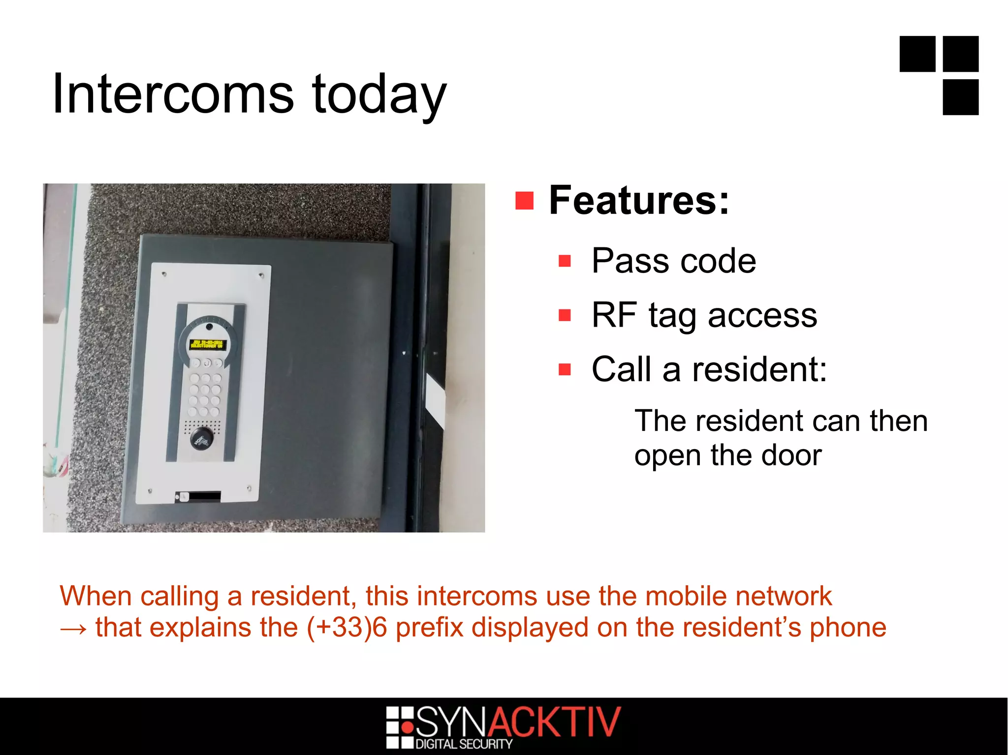 Hack.lu 2016 - 2G and 3G intercom hacking | PPT