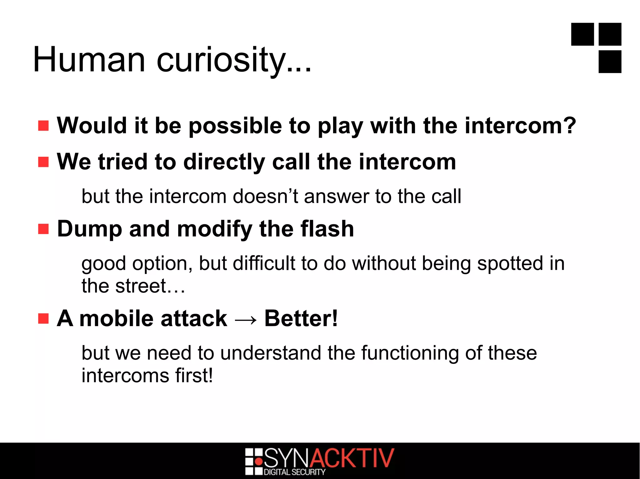 Hack.lu 2016 - 2G and 3G intercom hacking | PPT