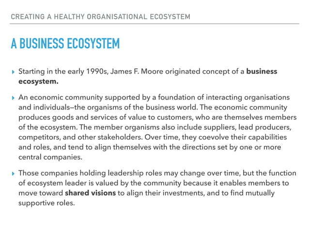 Creating a healthy organisational ecosystem | PPT