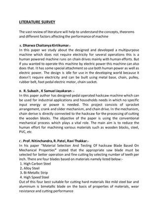 Design and fabrication of multi way hacksaw machine REPORT | DOCX