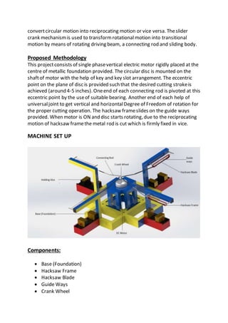 Design and fabrication of multi way hacksaw machine REPORT | DOCX