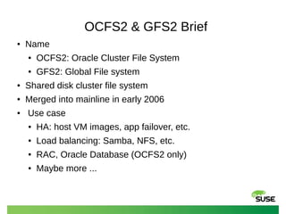 Comparison between OCFS2 and GFS2 | ODP