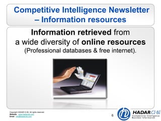 HADAR CI-BI - Competitive Intelligence Newsletter for High-Tech Comp…