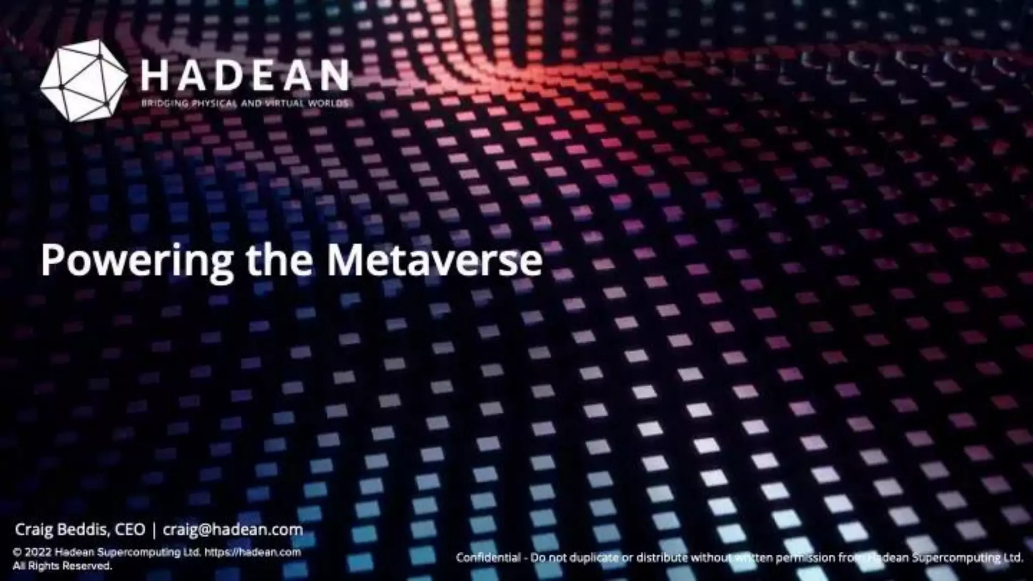 Hadean's $30M Series A pitch deck for Web3 metaverse infrastructure ...