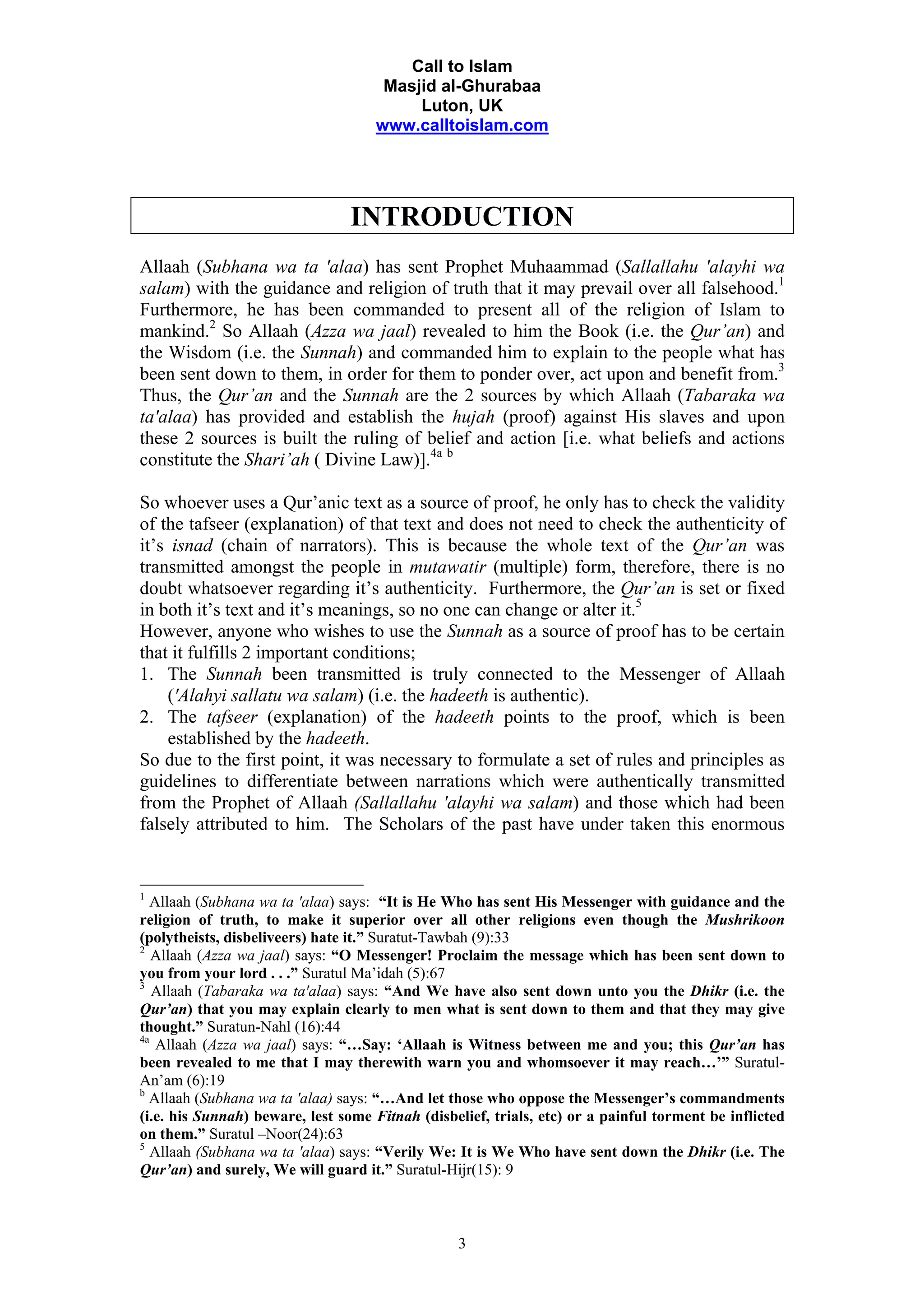 Mustalah al-Hadeeth (Classification of Hadeeth) | PDF