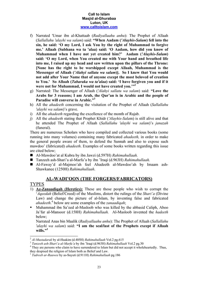 Mustalah al-Hadeeth (Classification of Hadeeth) | PDF