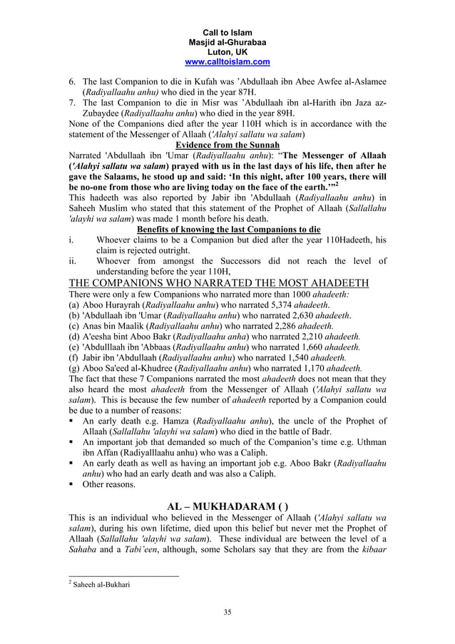 Mustalah al-Hadeeth (Classification of Hadeeth) | PDF