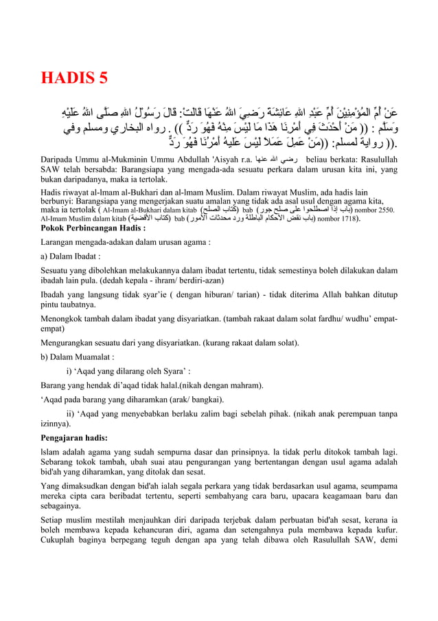 Hadis 40 imam an-nawawi.. | PDF