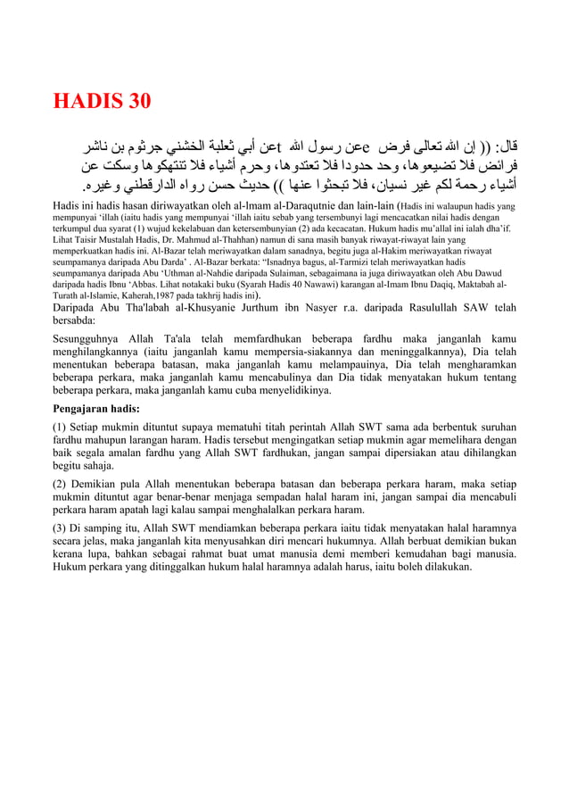 Hadis 40 Imam Nawawi | PDF