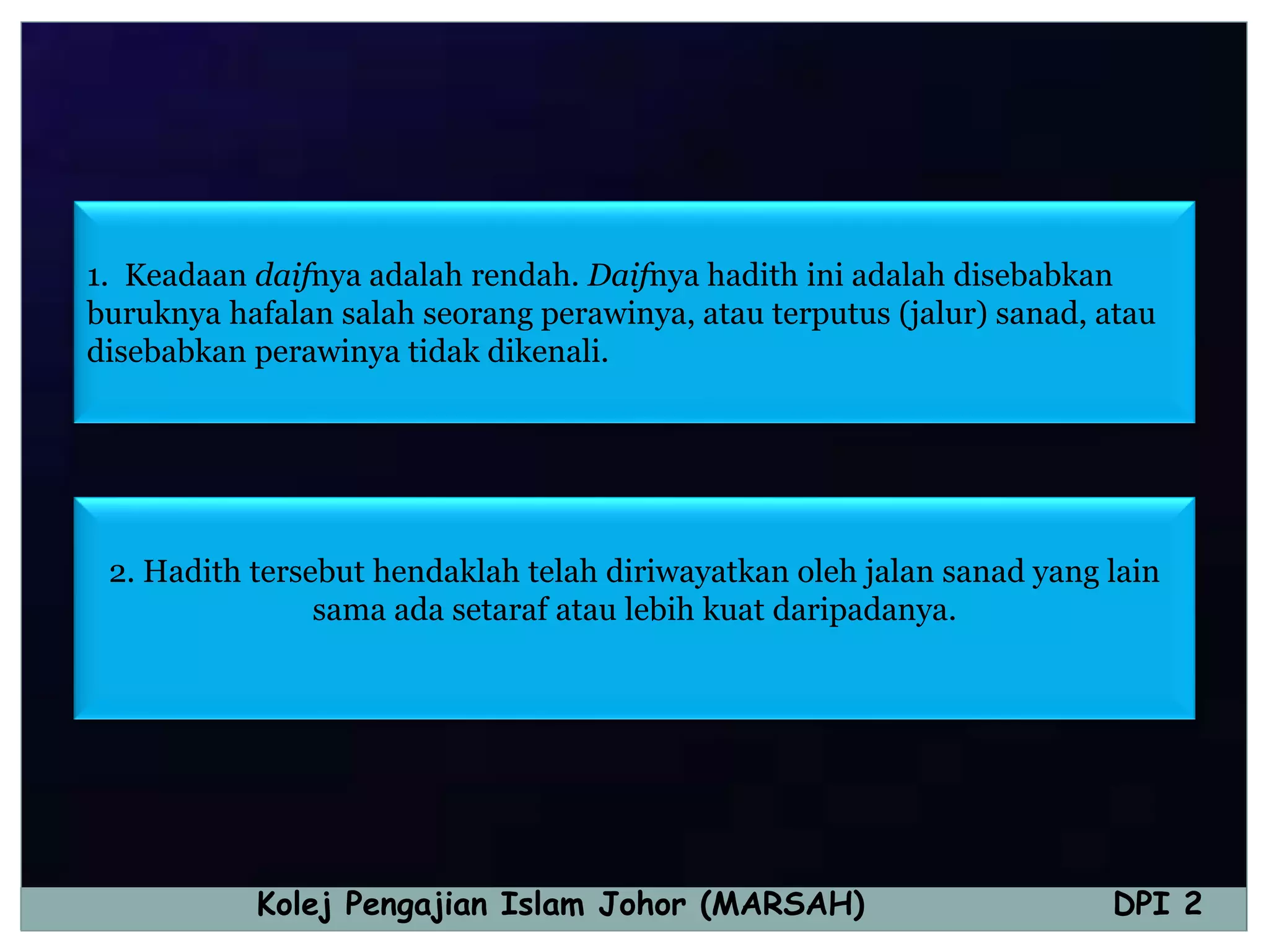 Hadis Hasan dan Hadis sahih - MARSAH | PPTX