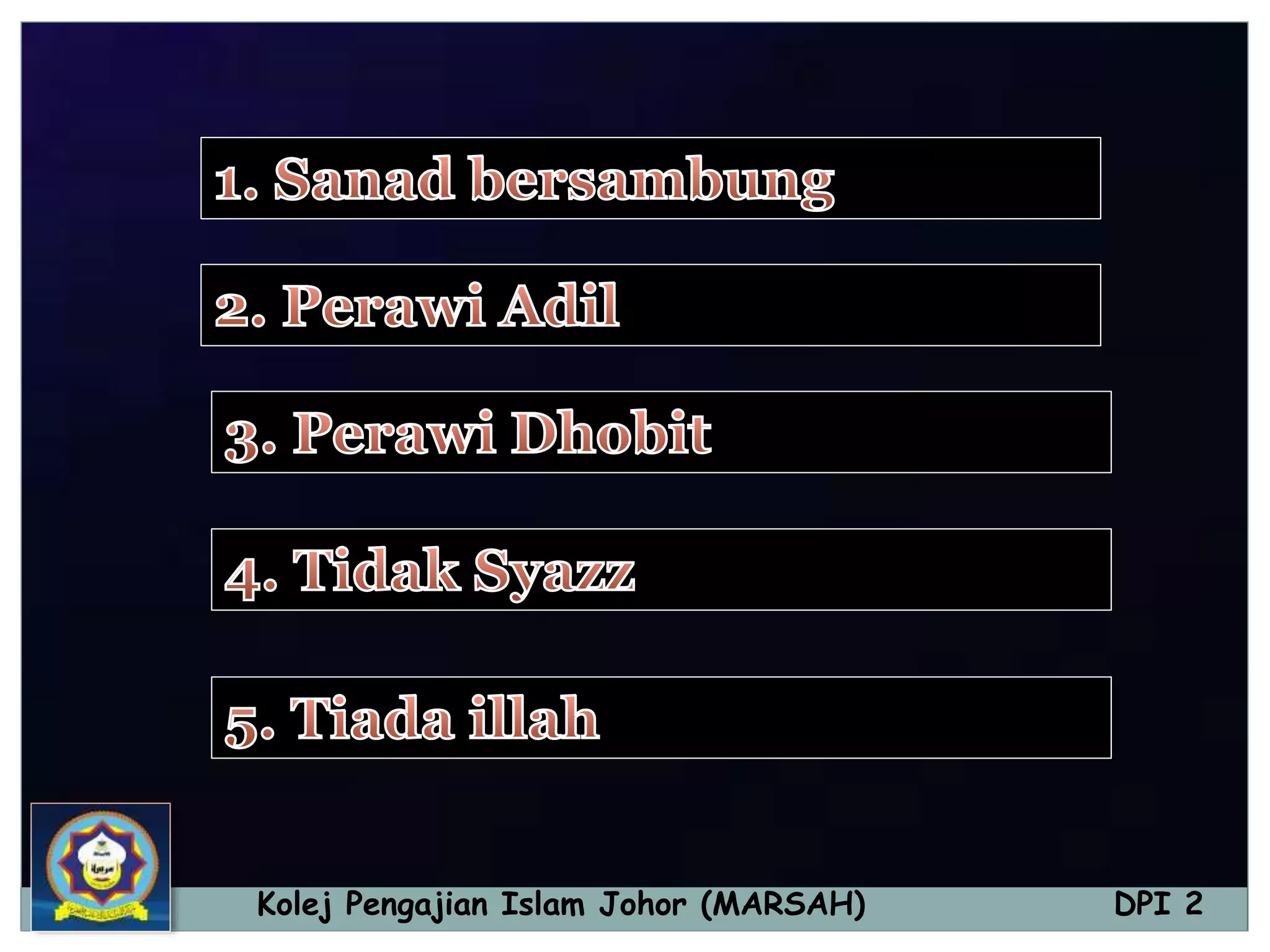 Hadis Hasan dan Hadis sahih - MARSAH | PPT