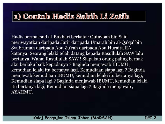Hadis Hasan dan Hadis sahih - MARSAH | PPT