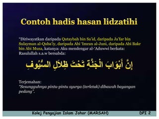 Hadis Hasan dan Hadis sahih - MARSAH | PPTX